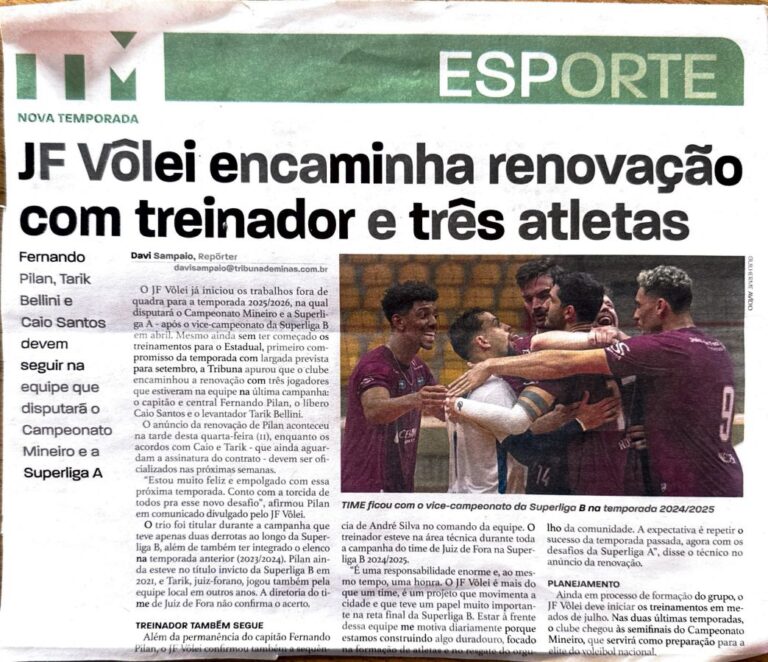 JF Vôlei encaminha renovação com treinador e três atletas – Márcio ...